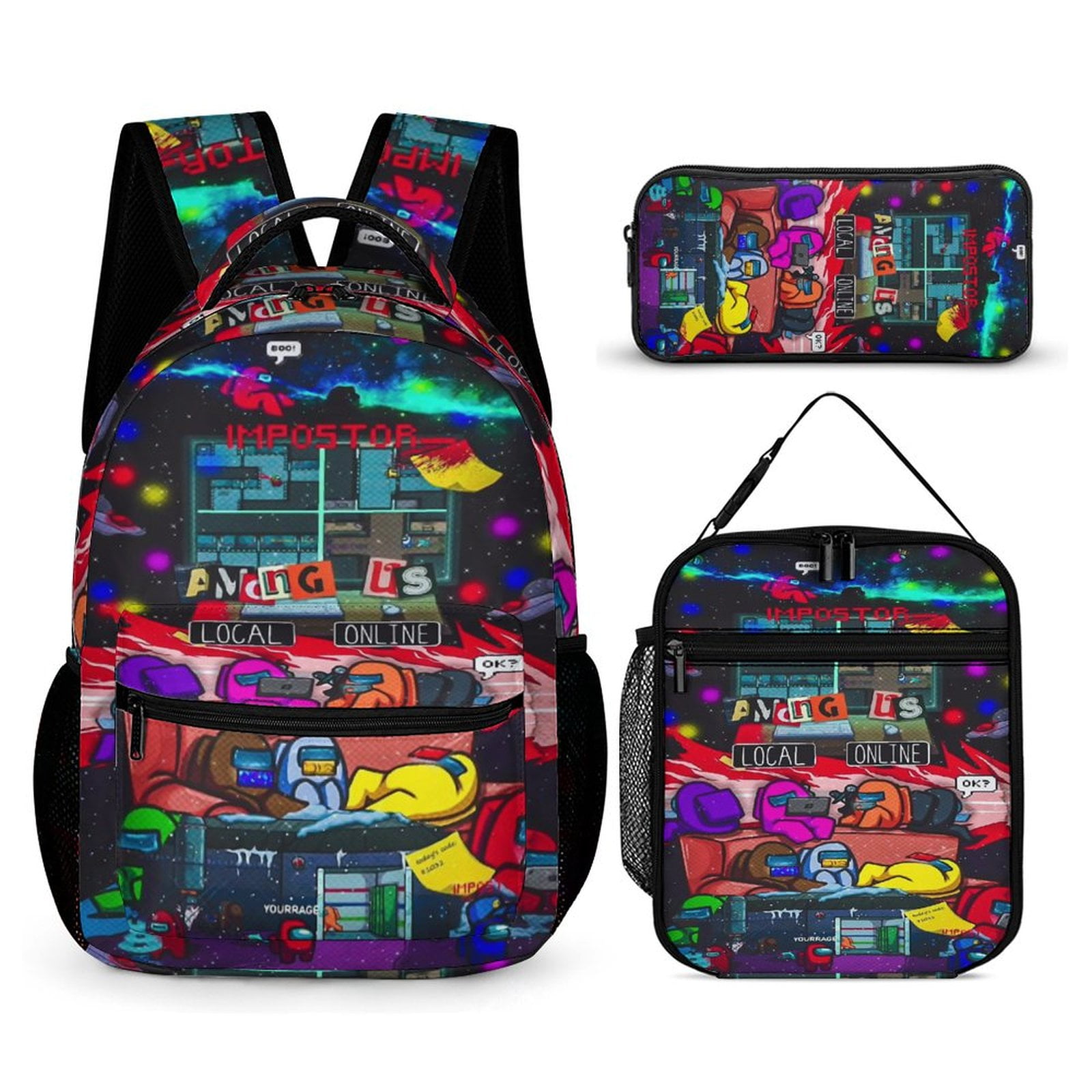 3pcs Am_ong_Fun Us Backpack Set, Large Capacity Double Backpack With ...