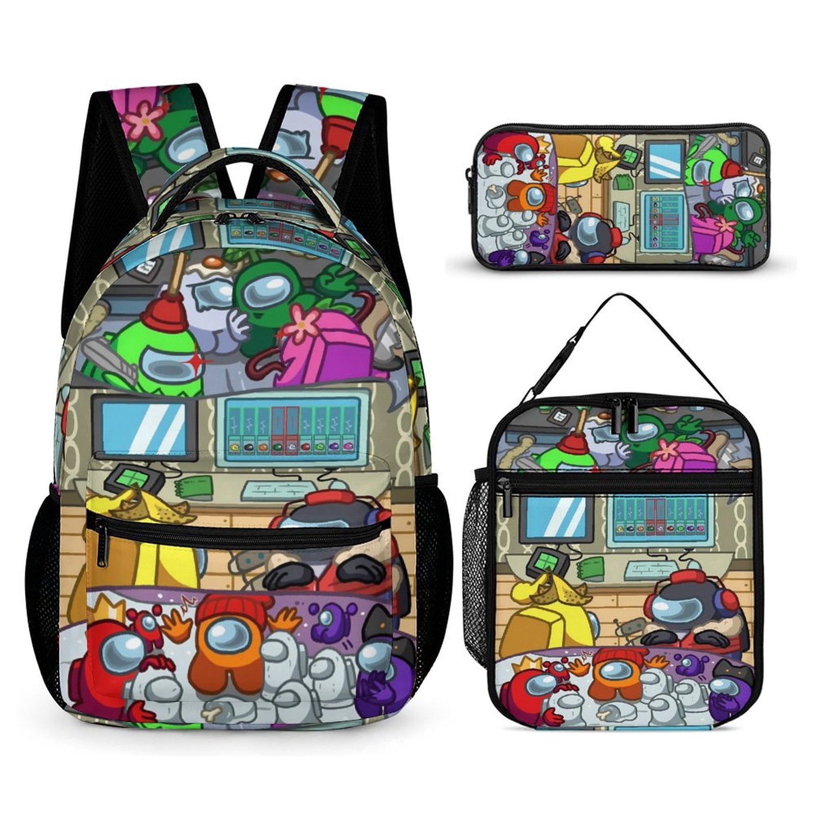3pcs Am_ong_Fun Us Backpack Set, Large Capacity Double Backpack With ...