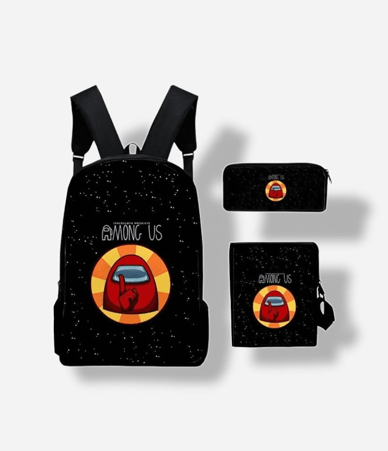 3pcs Am-ong_us Backpack Set - Large Capacity Bookbag with Lunch Bag ...