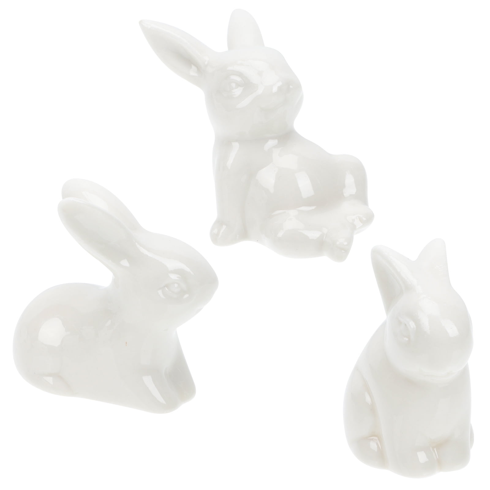 3pcs Animal Bunny Shape Ornaments Ceramic Rabbit Figurines Home ...