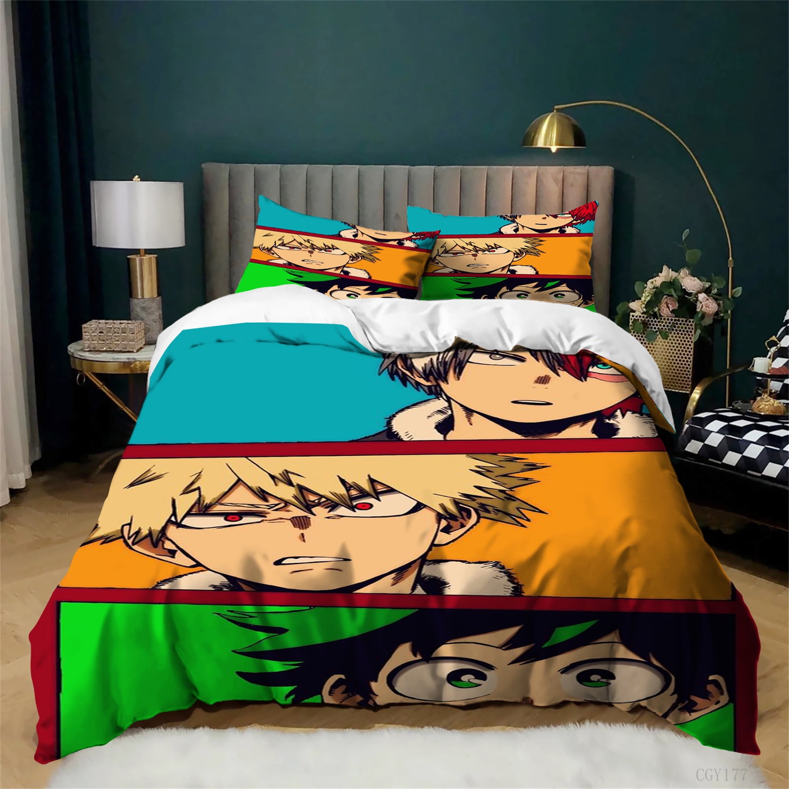 3pcs Anime Bedding Set Anime Light-Weight Quilt Cover Bedroom Decor ...