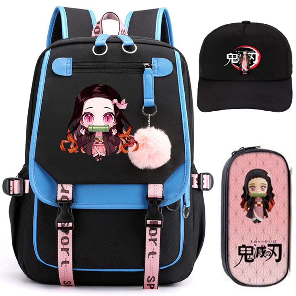 3pcs Anime Demon Slayer Nezuko School Backpack kits - Walmart.com