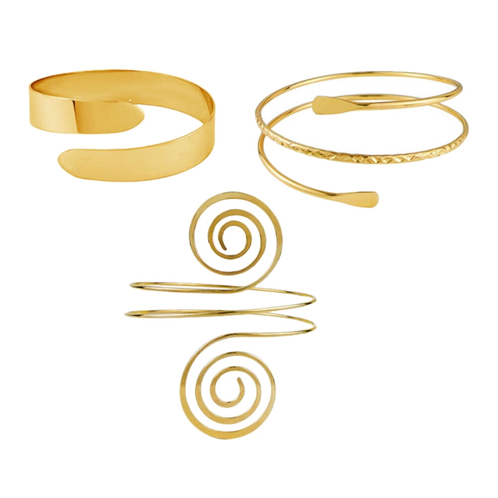 3pcs Arm Cuff Fashion Upper Arm Band Cuff Bracelet Women Gold Jewelry ...