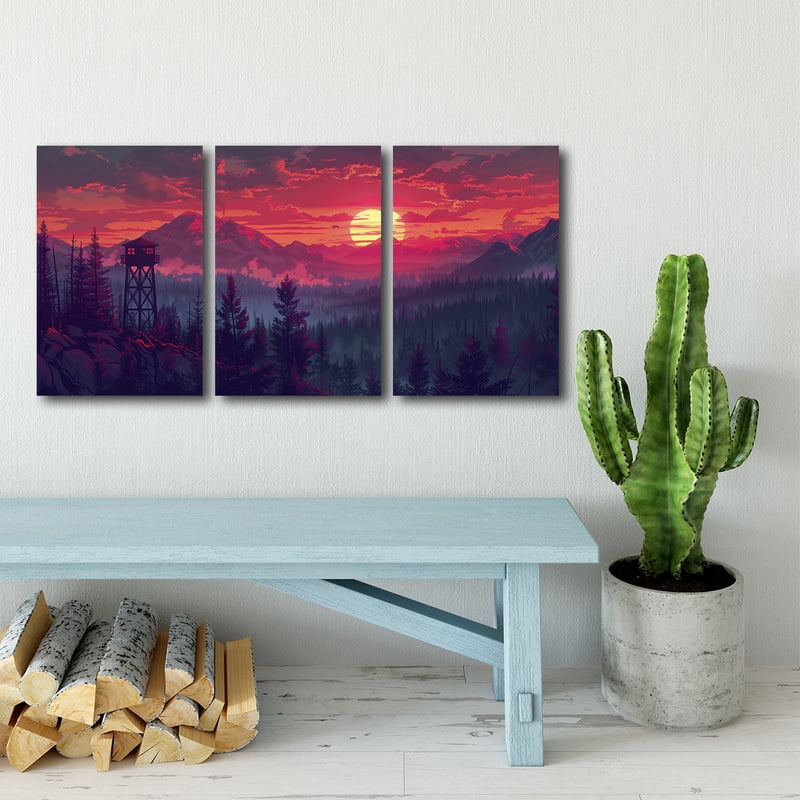 3pcs Art Deco Classic Contemporary Sunset Landscape Canvas Wall Art ...