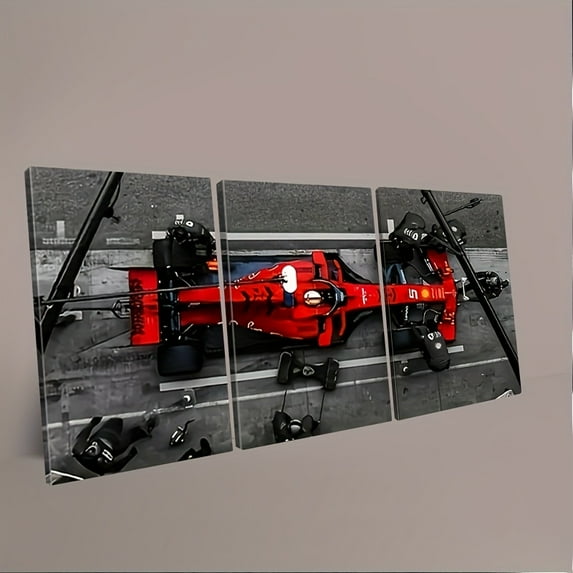 3pcs Art Deco Formula Racing Car Canvas Wall Art, Framed Modern Racing ...