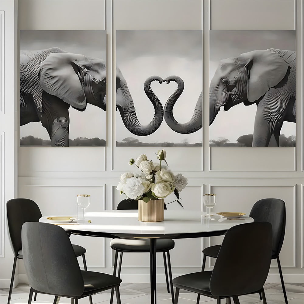 3pcs Art Deco Majestic Elephant Love Wall Art - Contemporary Americana ...