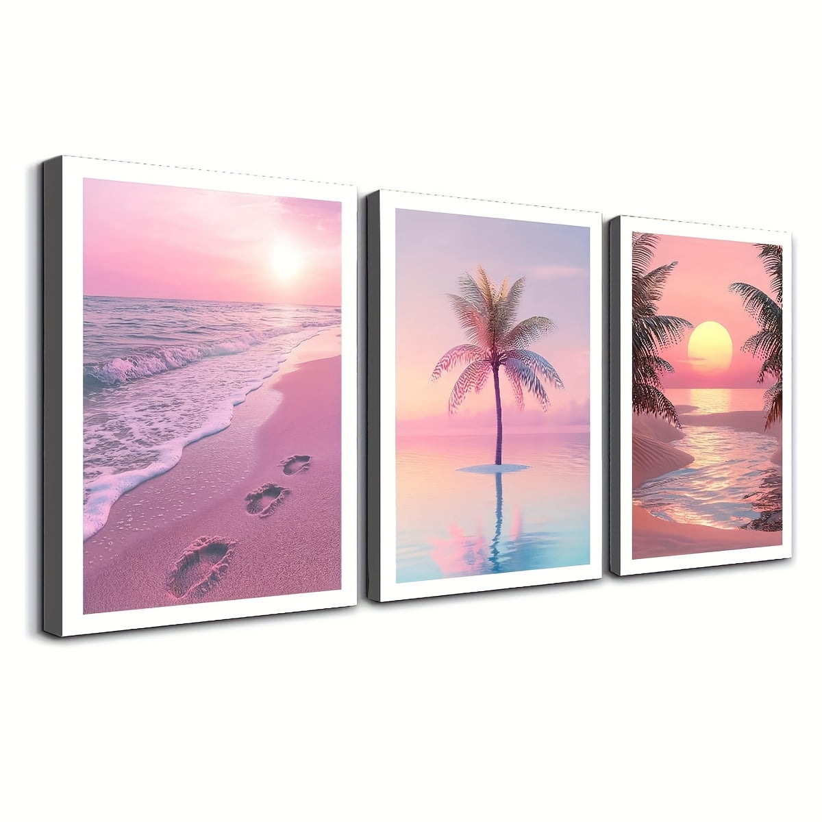 3pcs Art Deco Modern Canvas Wall Art Set, Wrapped Pine Wood Framed ...