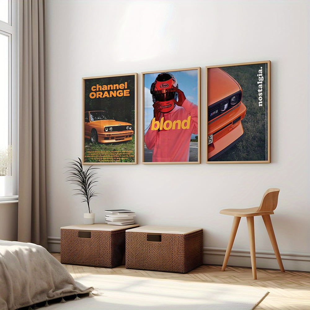 3pcs Art Deco Racing Car Canvas Prints, Modern Retro Hypebeast Blond ...