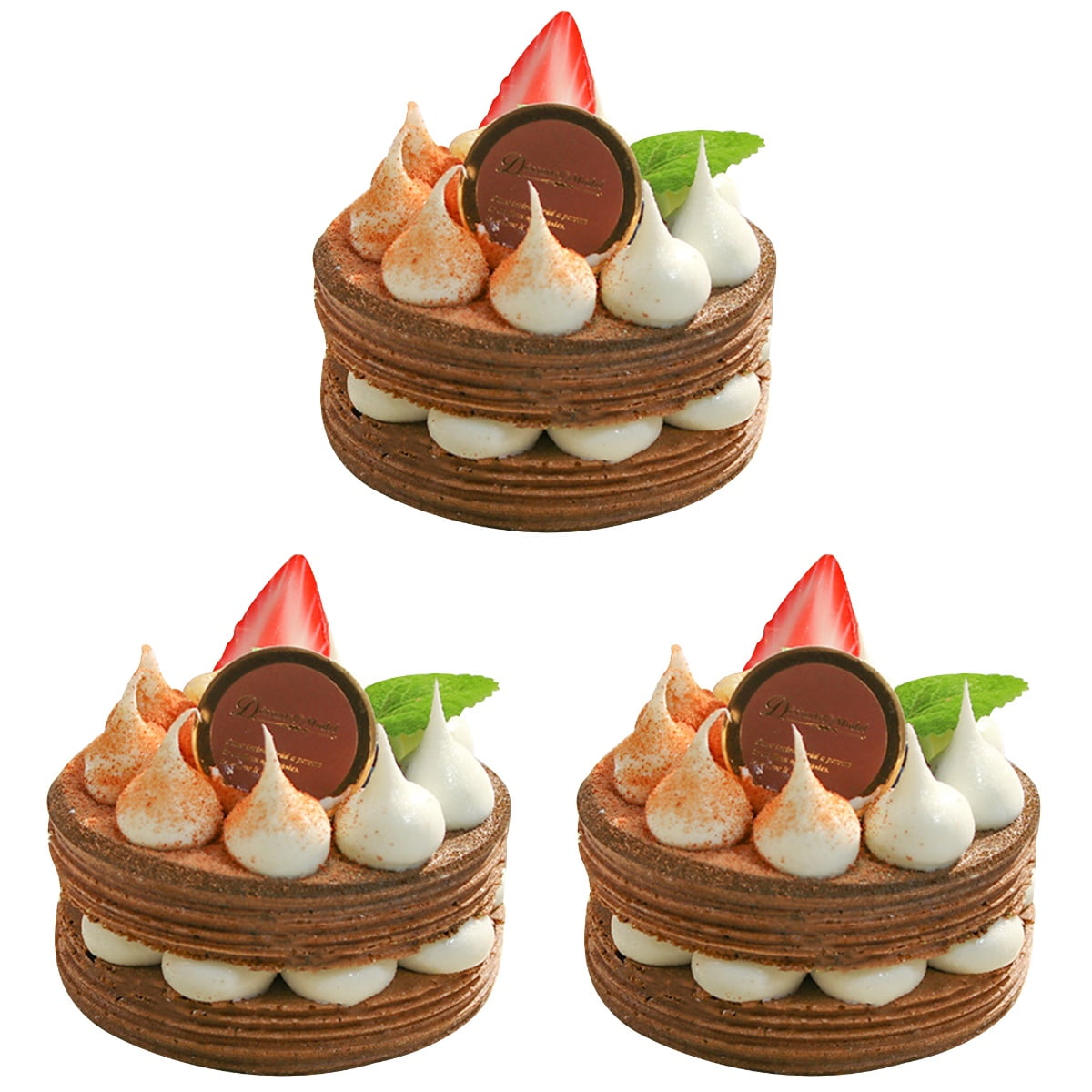 3pcs Artificial Cake Model Simulated Dessert Cake Model Showcase ...