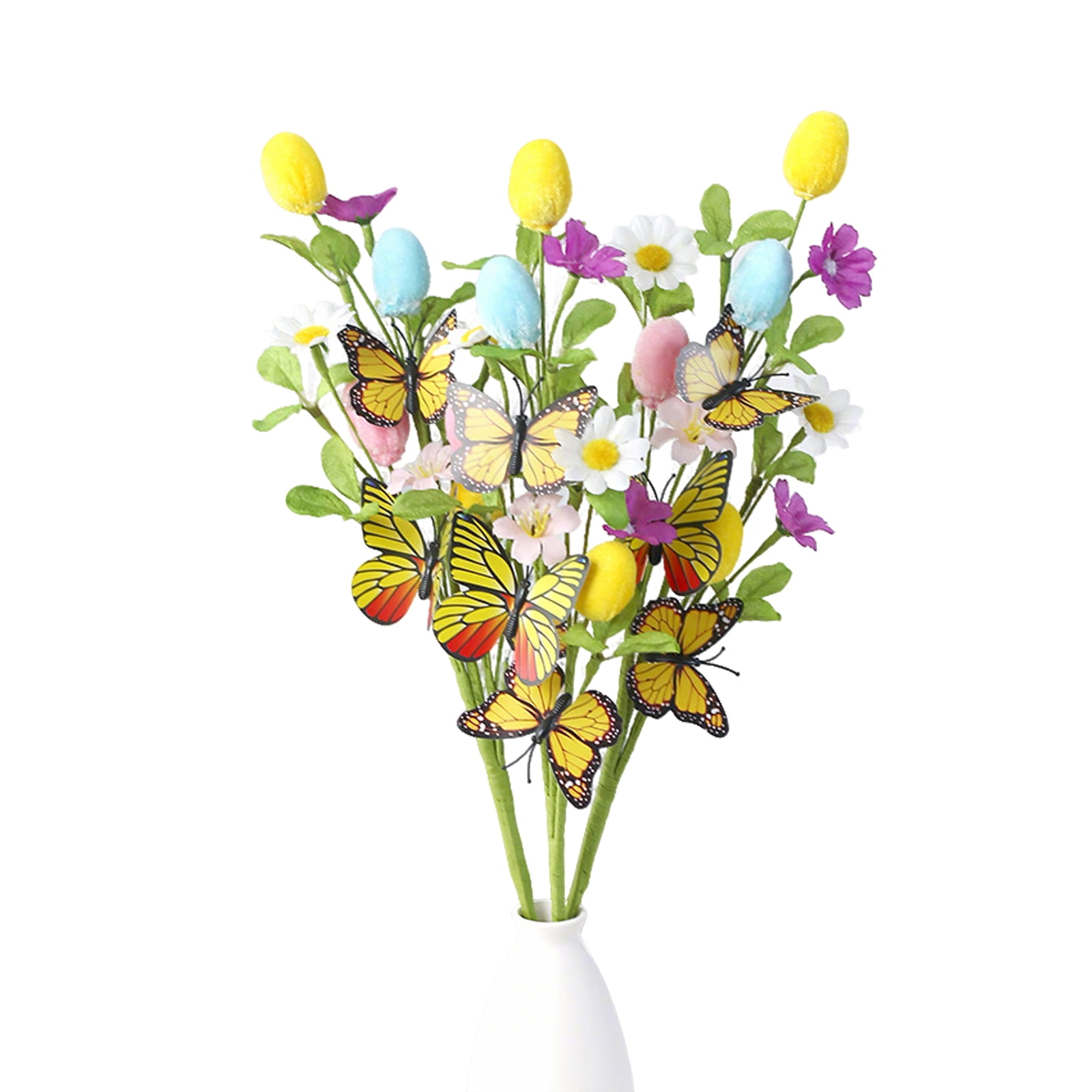 3pcs Artificial Easter Spray Vine with Pastel Easter Eggs, Butterflies ...
