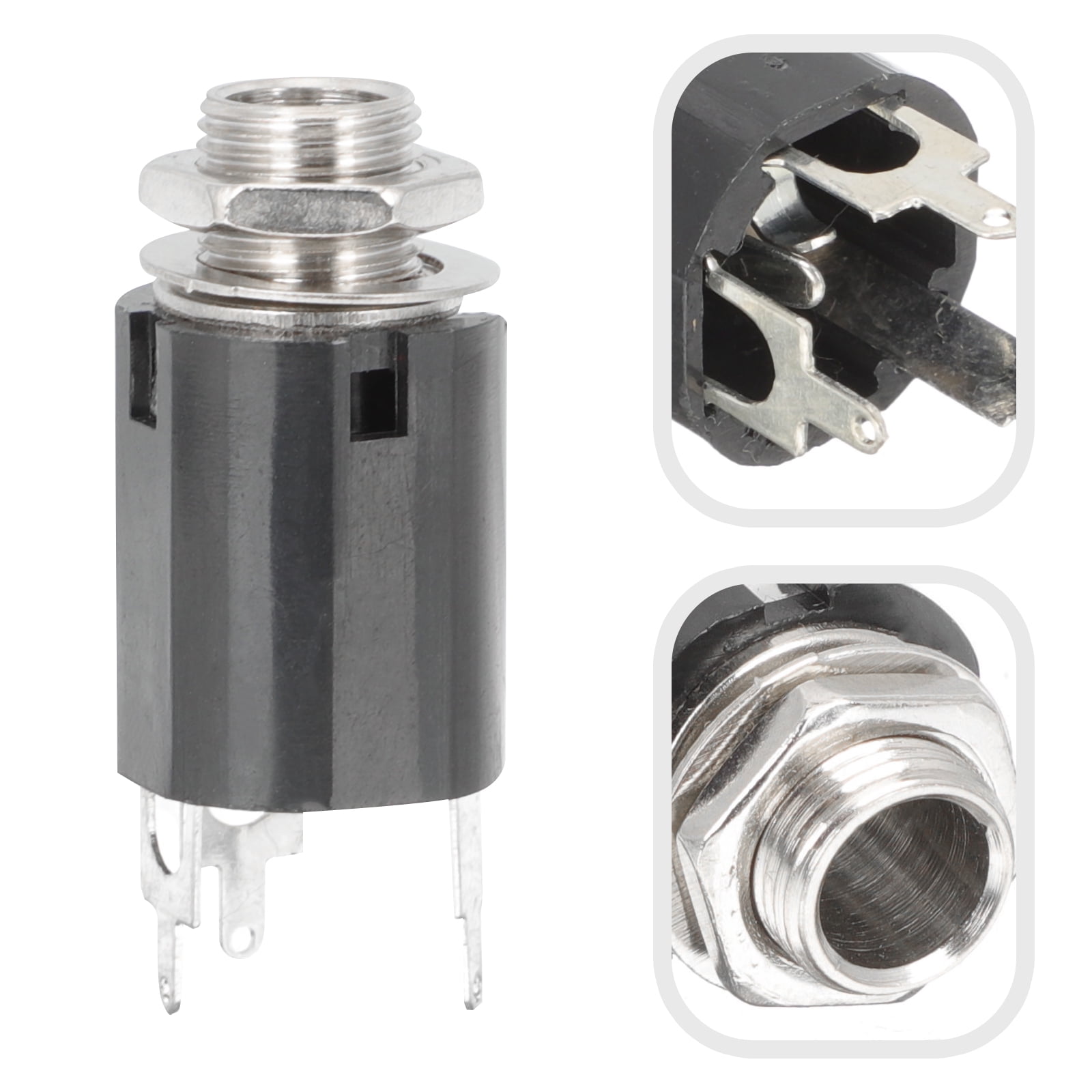 3pcs Audio Jack 6.35mm Jack Mount Socket With Washer Female Connector ...