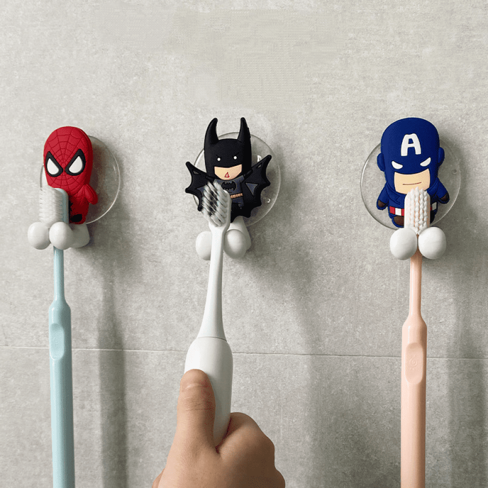 3pcs Avengers Cartoon Toothbrush Holder, Creative No-Hole Wall-Mounted ...
