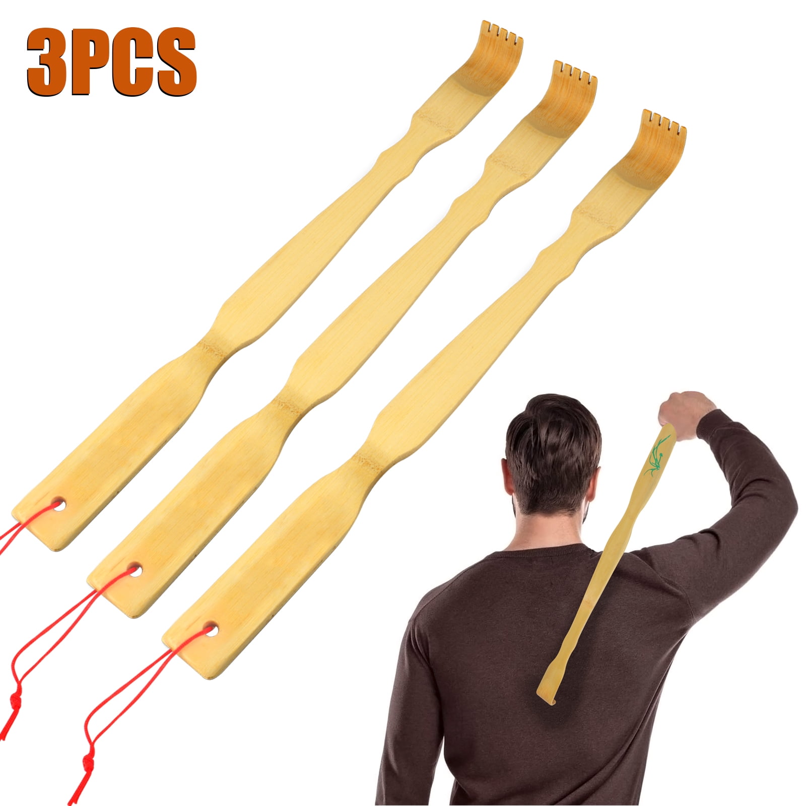 TSV 3pcs Handheld Bamboo Back Scratchers Set, Long Handle Body ...