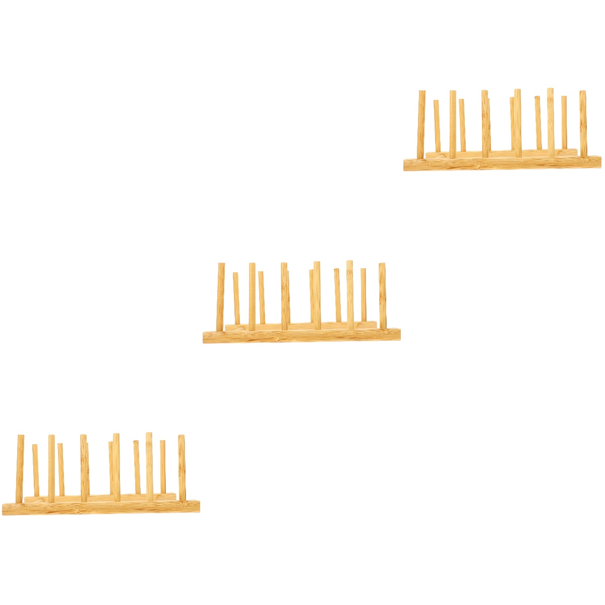 3pcs Bamboo Dish Holder Kitchen Plate Holder Multi-use Bamboo Rack ...