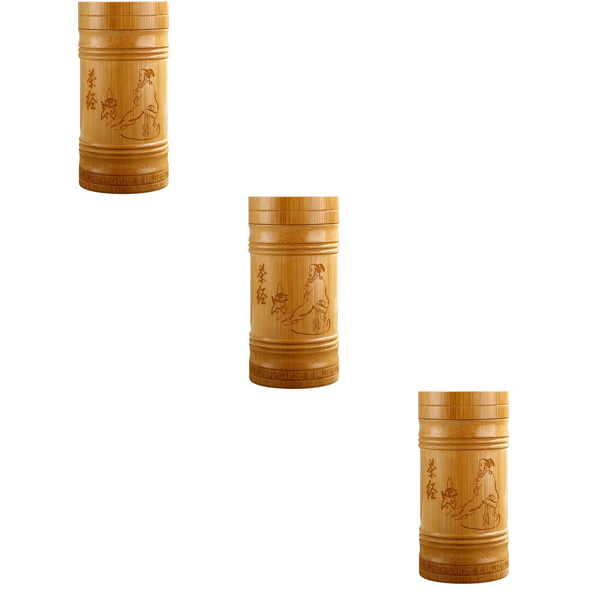 3pcs Bamboo Tea Jar Portable Lightweight Bamboo Container Canister Tea ...