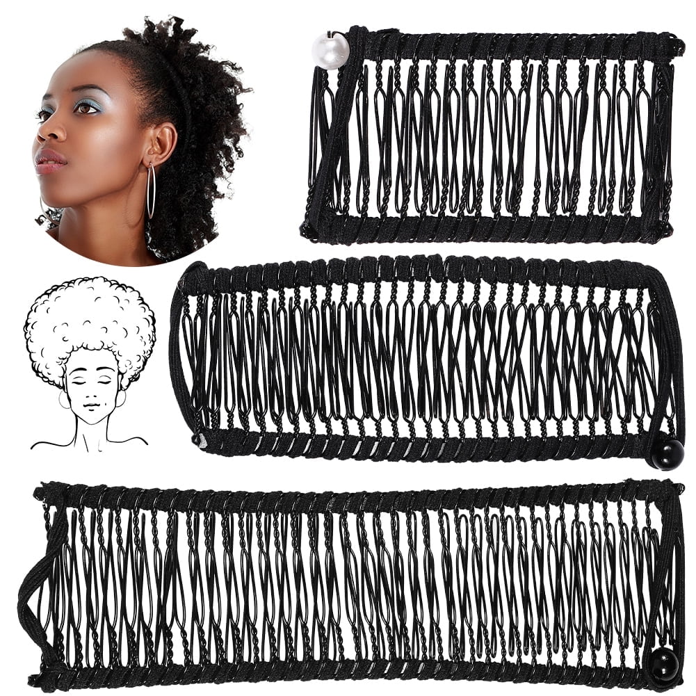3pcs Large Stretchable Banana Hair Clips with Double Hold Metal for ...