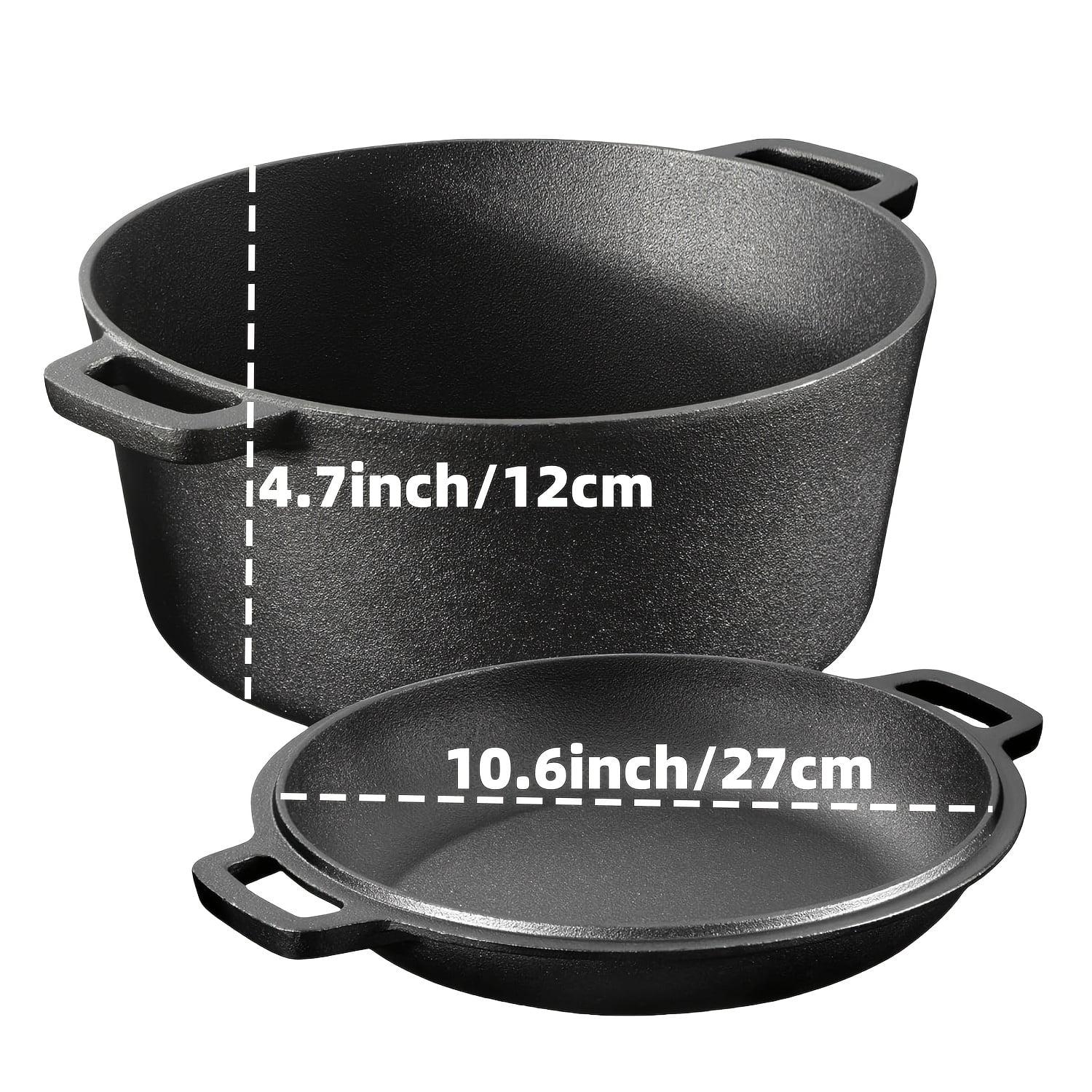 3pcs Bare Cast Iron Skillet Set (6/8/10 Inch) - Heavy-Duty Heirloom ...