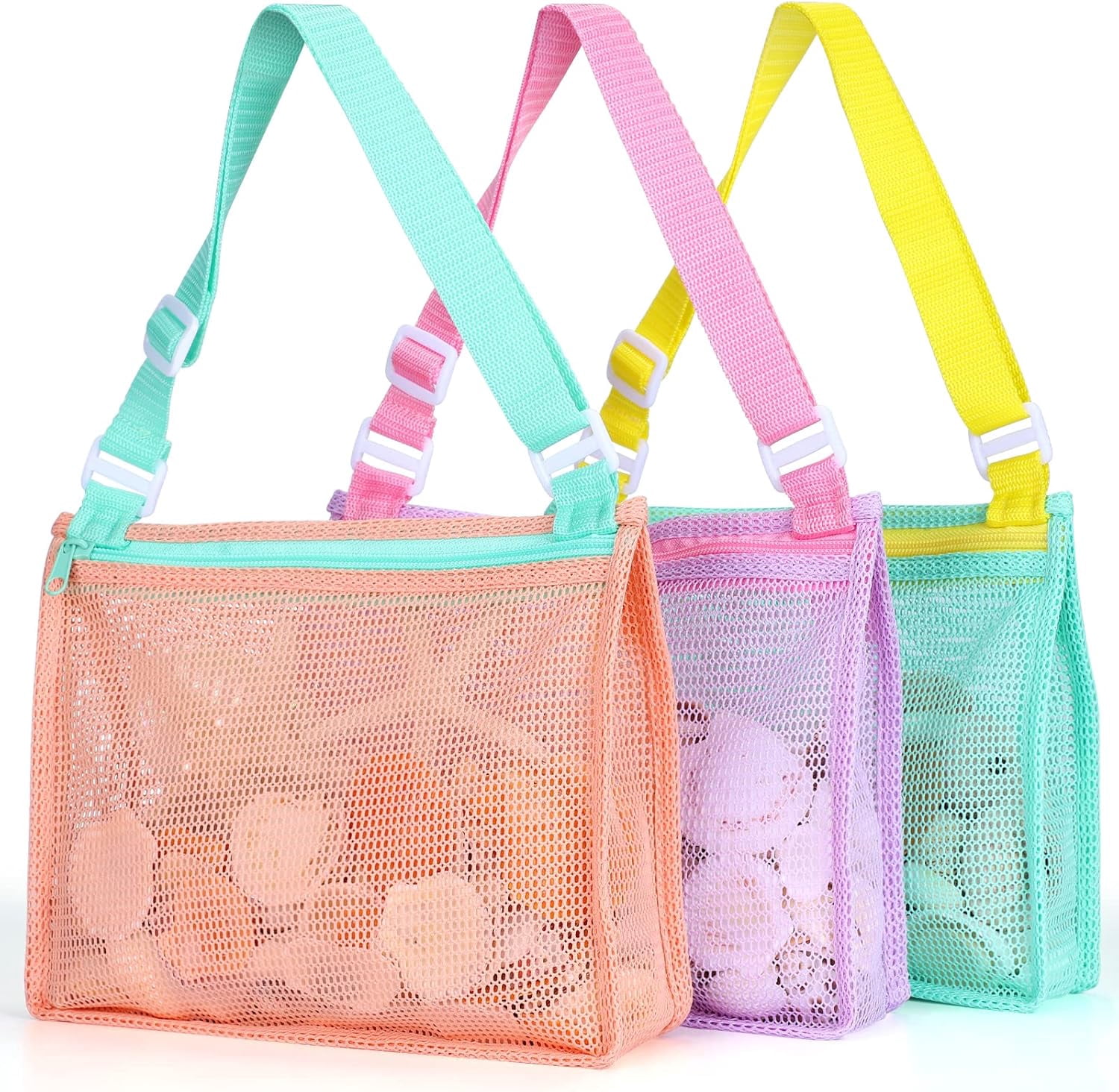 3pcs Beach Toy Mesh Beach Bag Kids Shell Collecting Bag Beach Sand Toy ...