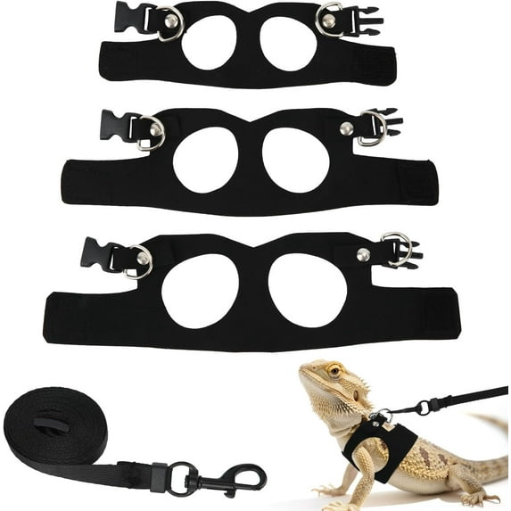 3pcs Bearded Dragon Harness & Leash Set, 3 Sizes Lizards Training ...