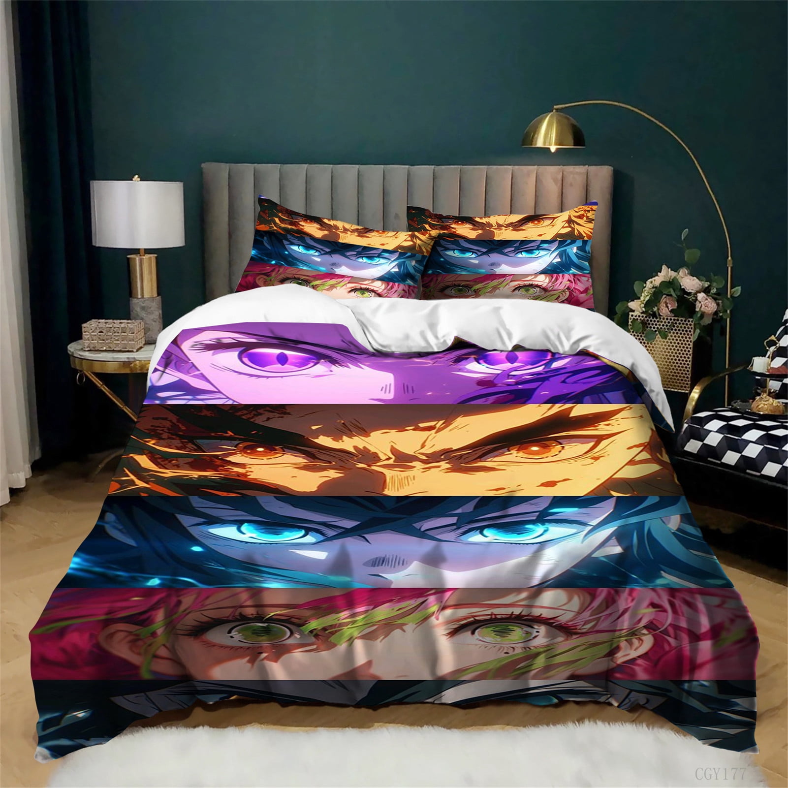 3pcs Bedding Duvet Cover Set Anime Demon Slayer Comforter Set Cozy Soft ...