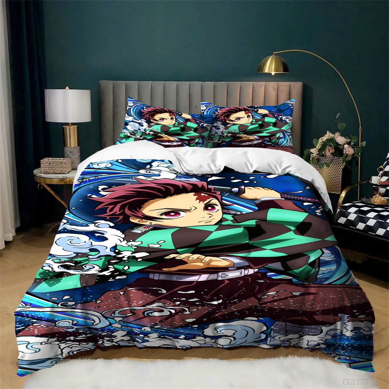 3pcs Bedding Duvet Cover Set Anime Demon Slayer Comforter Set Cozy Soft ...