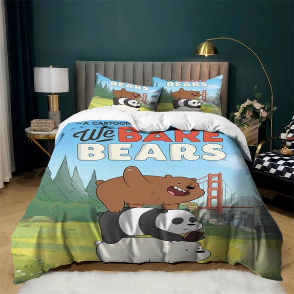 3pcs Bedding Duvet Cover Set Cartoon Bare_Bears Bedding Set Cozy Soft ...