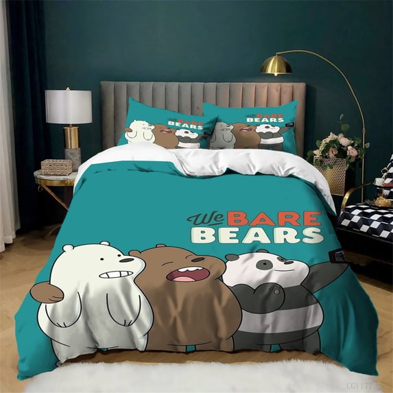 3pcs Bedding Duvet Cover Set Cartoon Bare_Bears Bedding Set Cozy Soft ...