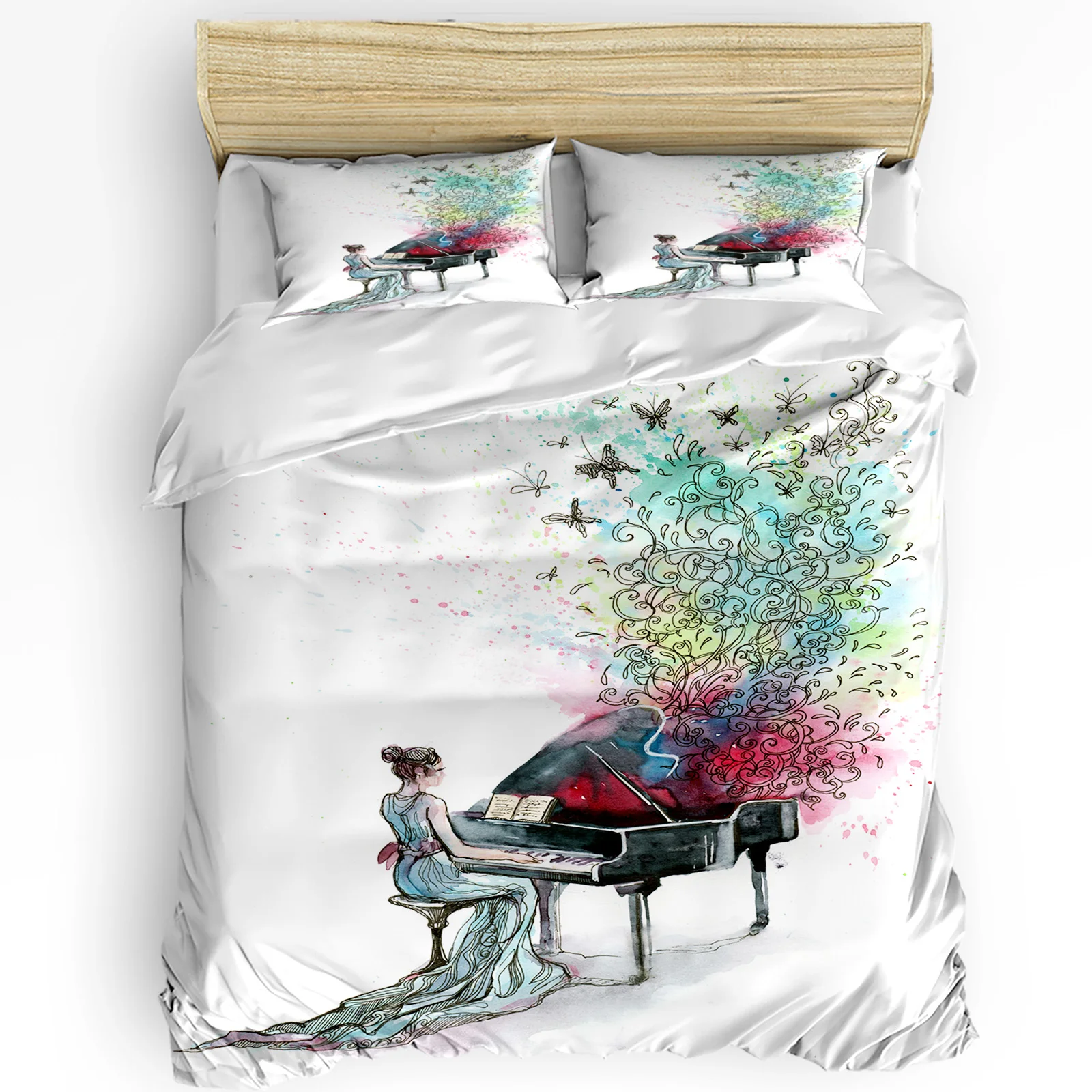 3pcs Bedding Set Blackboard Rock Music Electric Guitar Home Textile ...