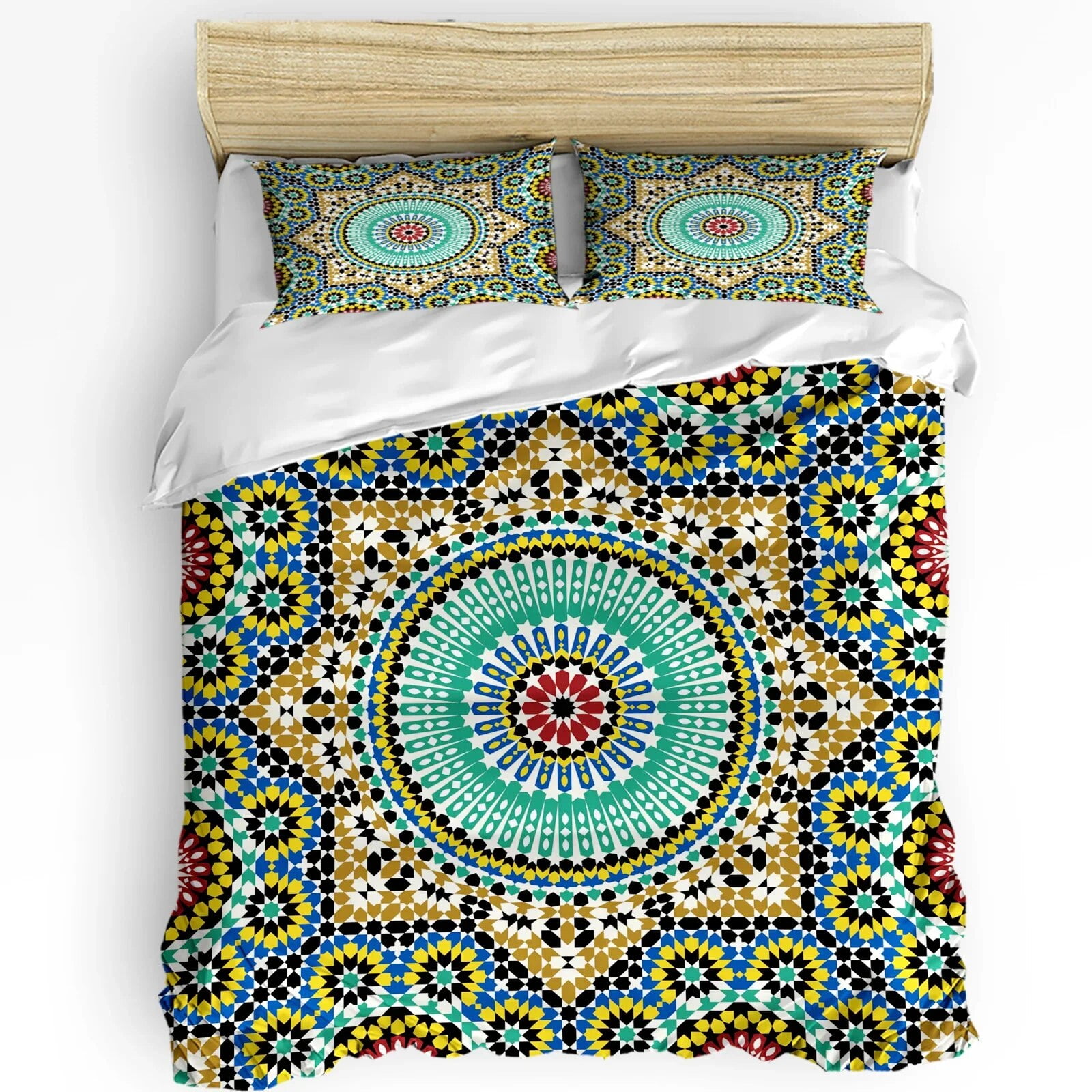 3pcs Bedding Set Orange Multigrid Morocco Home Textile Duvet Cover ...