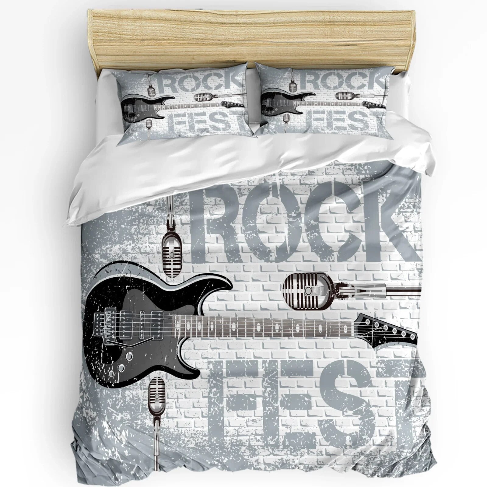 3pcs Bedding Set Rock Guitar Music Home Textile Duvet Cover Pillow Case ...