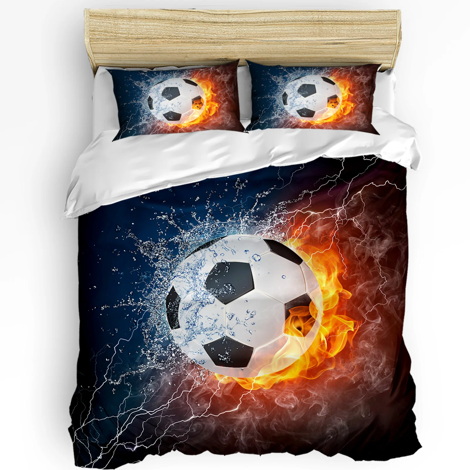 3pcs Bedding Set Soccer Balls Football Design Home Textile Duvet Cover ...
