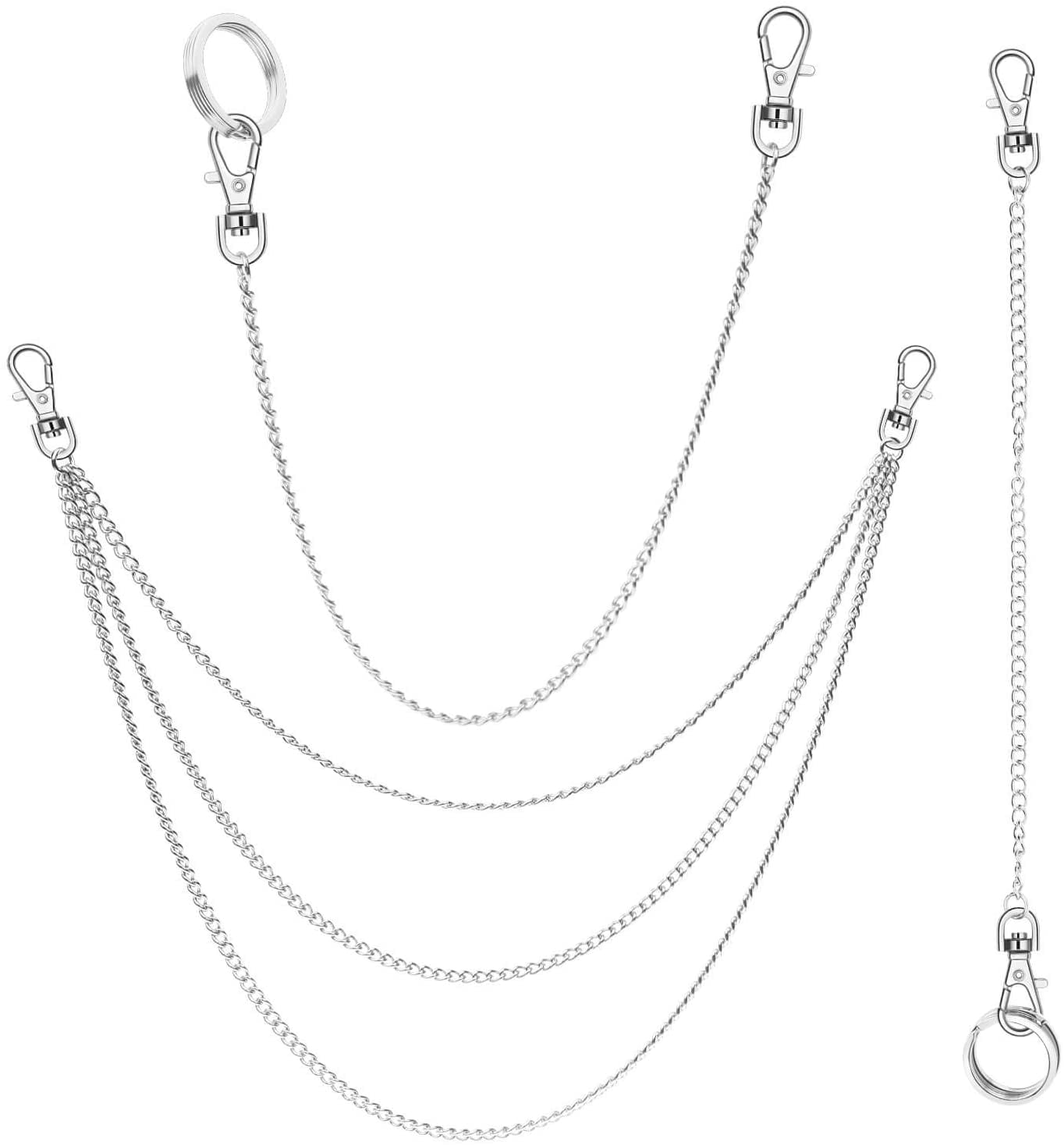 3pcs Belt Chain, Pocket Chain, Chains for Wallet, Pants, Jeans, Goth ...