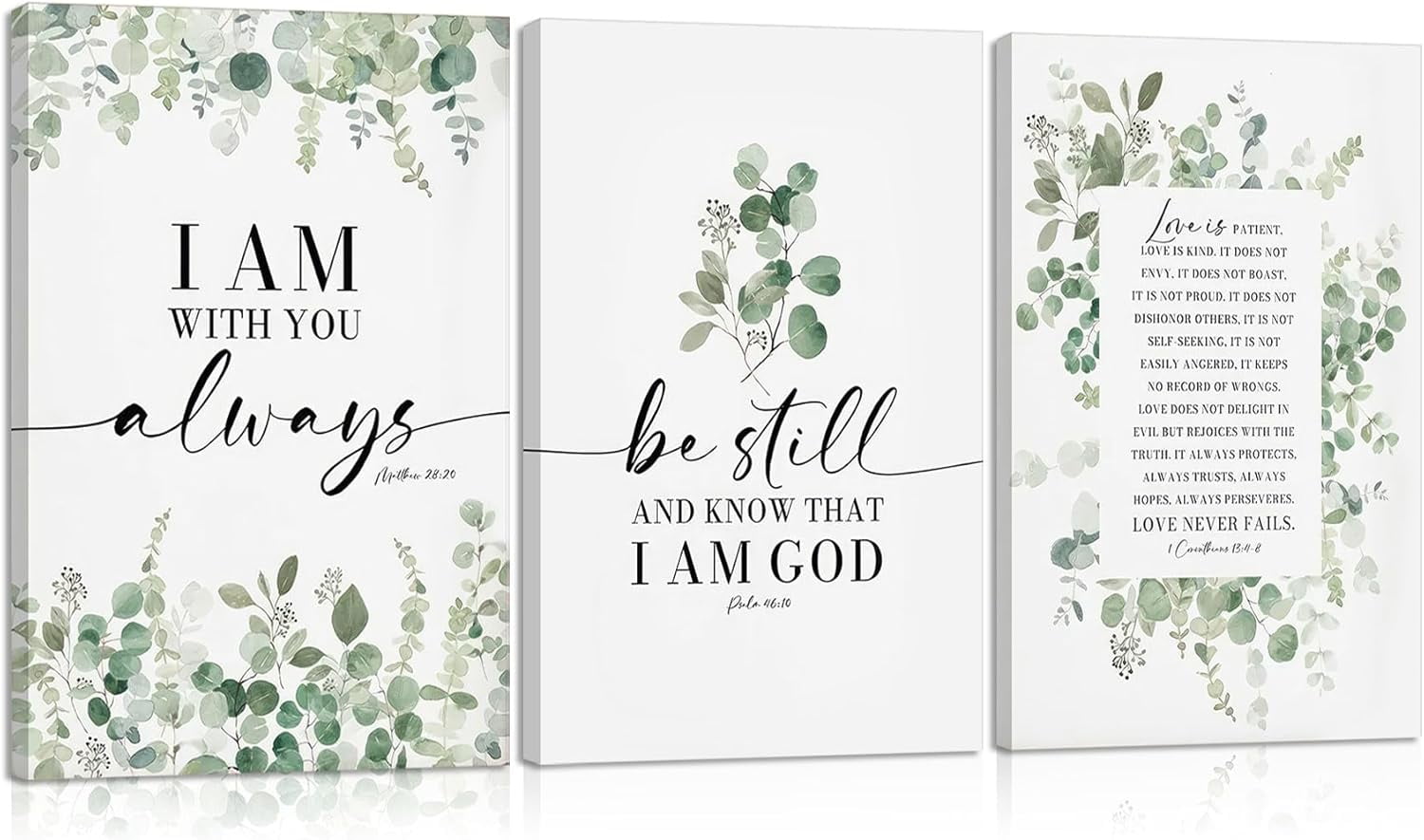 3pcs Bible Plants Canvas Wall Art Christian Botanical Poster Prints ...