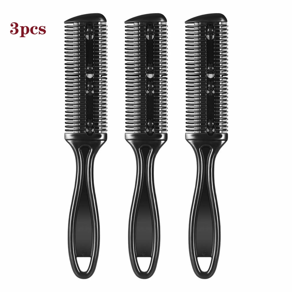 3pcs Black Double Side Hair Thinner Cutter Comb Hair Cutting Razor Comb ...