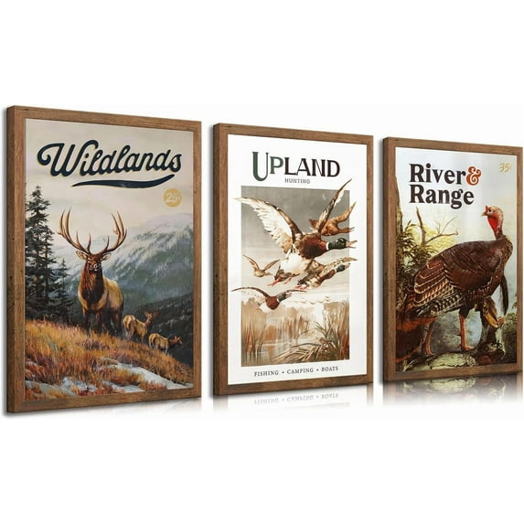 3pcs Black Gold Elk Canvas Wall Art Modern Deer Theme Posters Prints ...