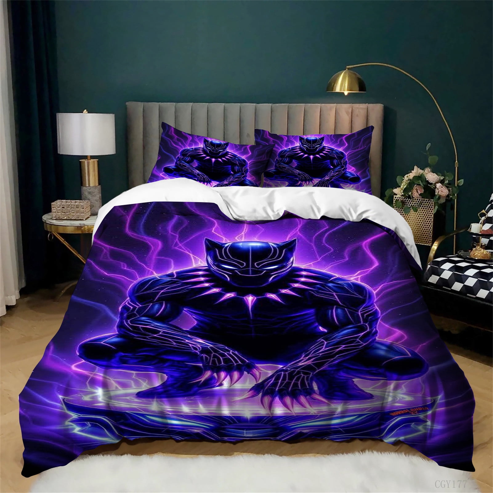 3pcs Black Hero Panther Bedding Set Cozy Soft Comforter Quilt Cover Set ...
