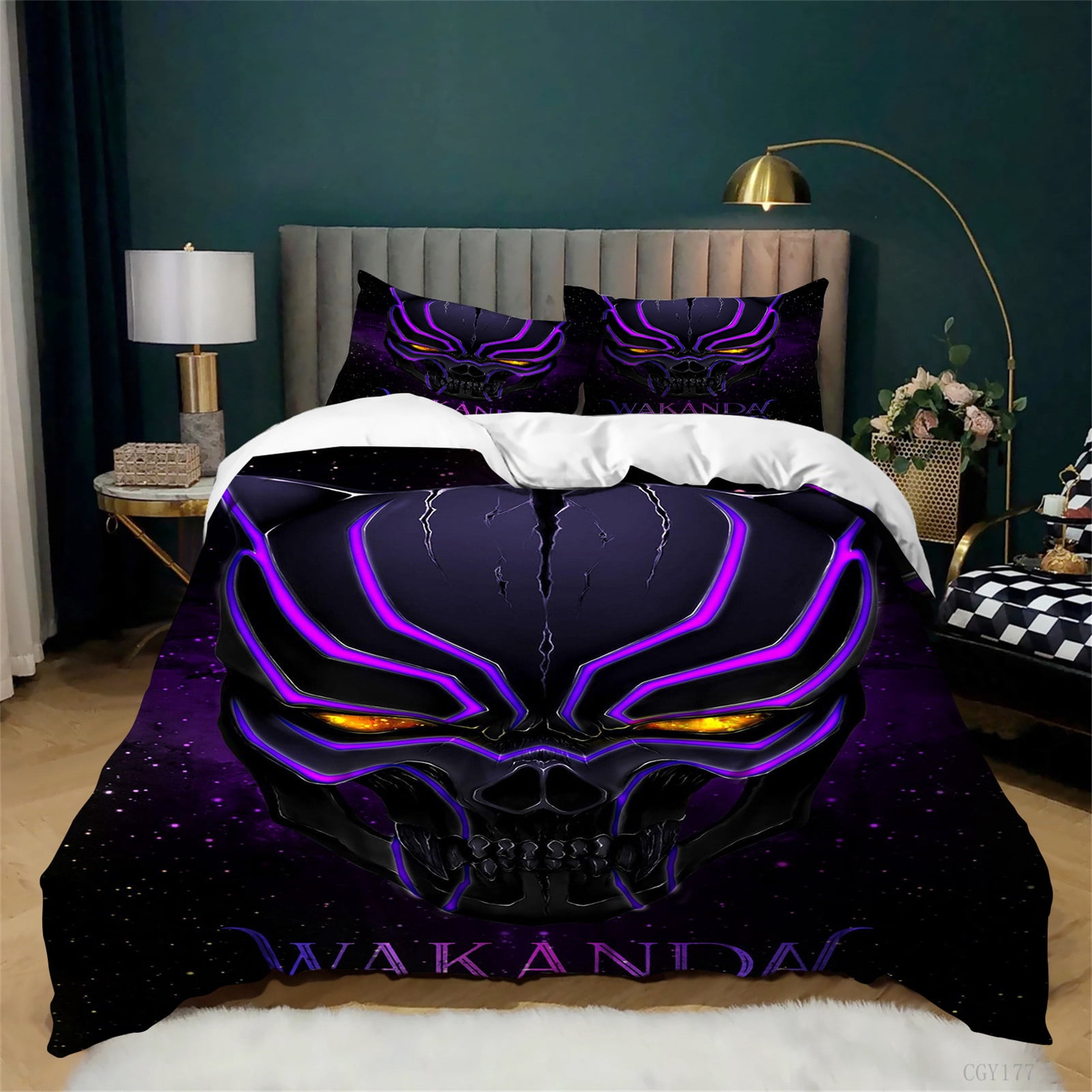 3pcs Black Movie Panther Bedding Set Cozy Soft Comforter Quilt Cover ...