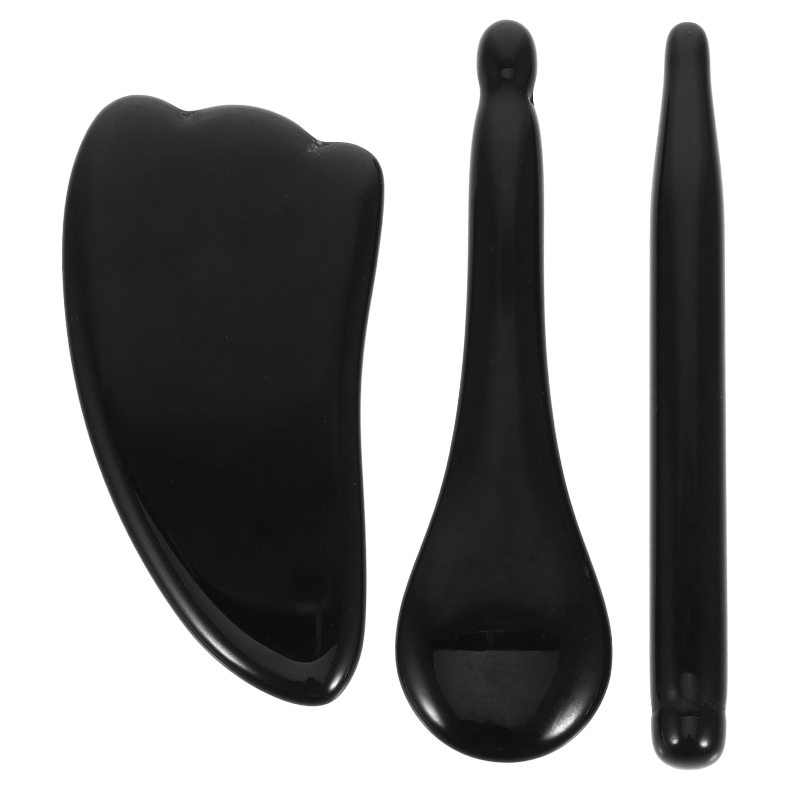 3pcs Black Stone Gua Sha Facial Tools Set Jade Gua Sha Face Sculpting Tools Face Roller Gua Sha ...