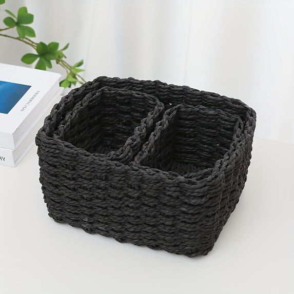 3pcs Bohemian Style Woven Storage Baskets Handcrafted Cosmetic And ...