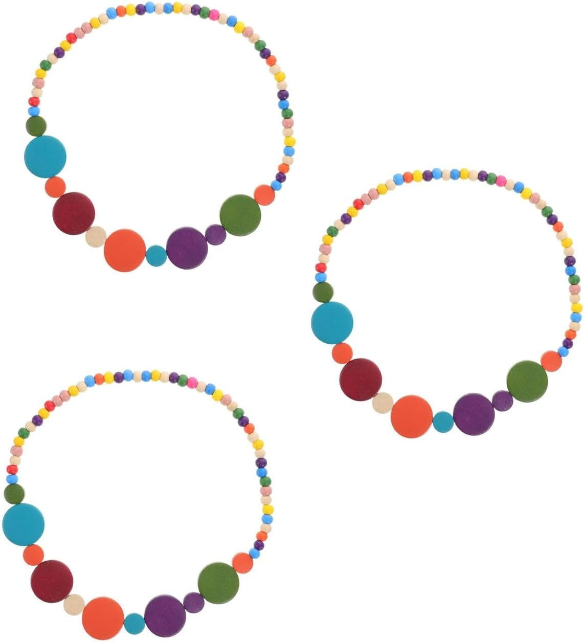 3pcs Bohemian Tribal High-Quality Colorful Layered Long Wooden Bead ...