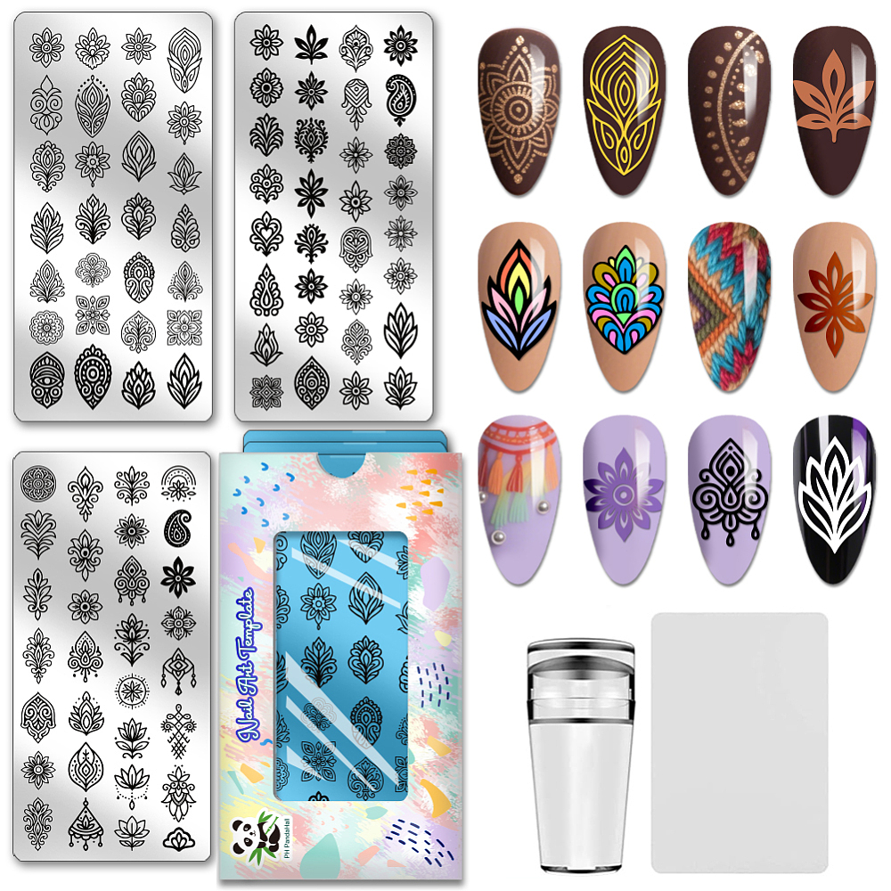 3pcs Boho Pattern Nail Stamping Plates Mysterious Floral Pattern Nail ...