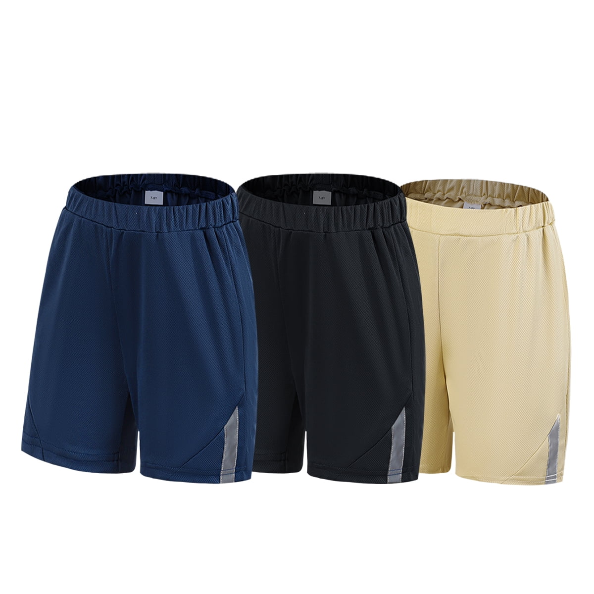 3pcs Boys Solid Color Gym Workout Shorts Quick Dry Lightweight Athletic ...