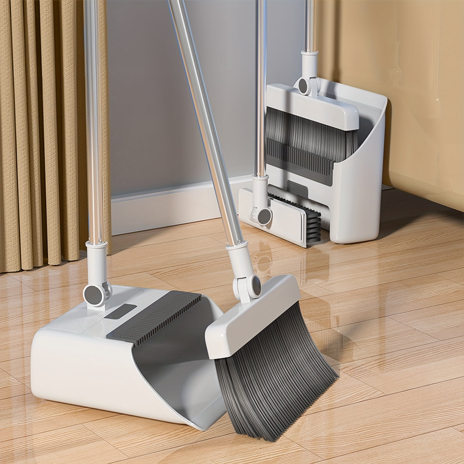 3pcs Broom and Dustpan Set - Includes Sweeping Broom, Kitchen Scrub ...