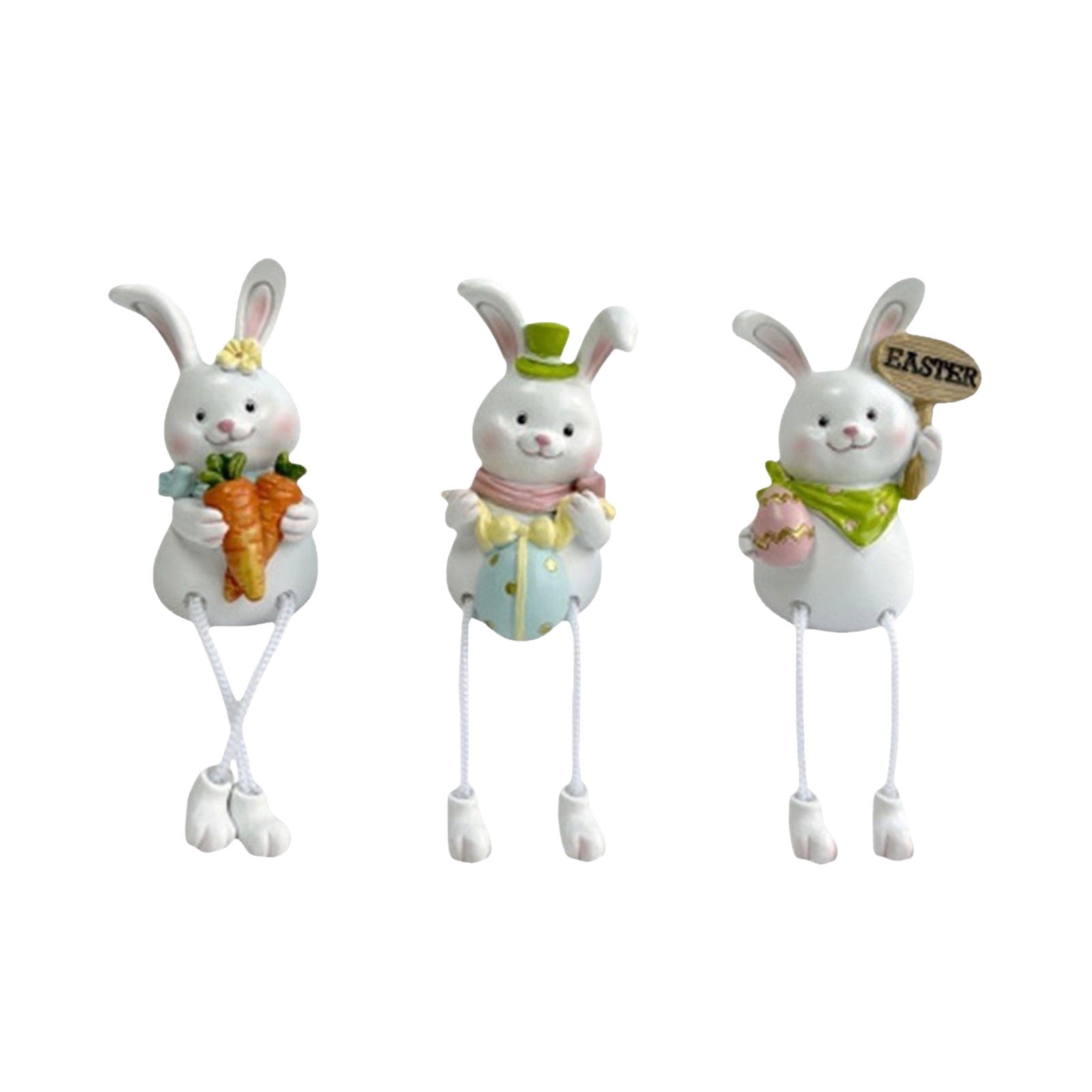 3pcs Bunny Shelf Sitters With Dangling Legs Adorable Resin Rabbit ...