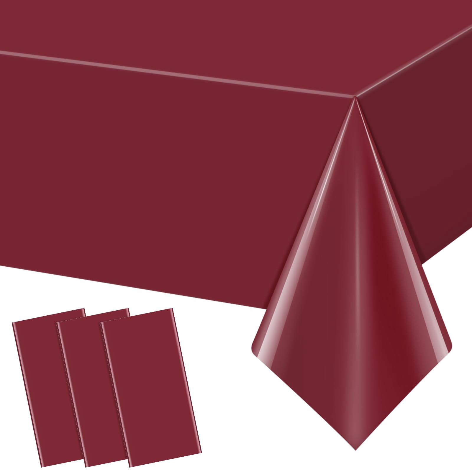 3pcs Burgundy Tablecloth Disposable Plastic Tablecloths Waterproof Wine ...