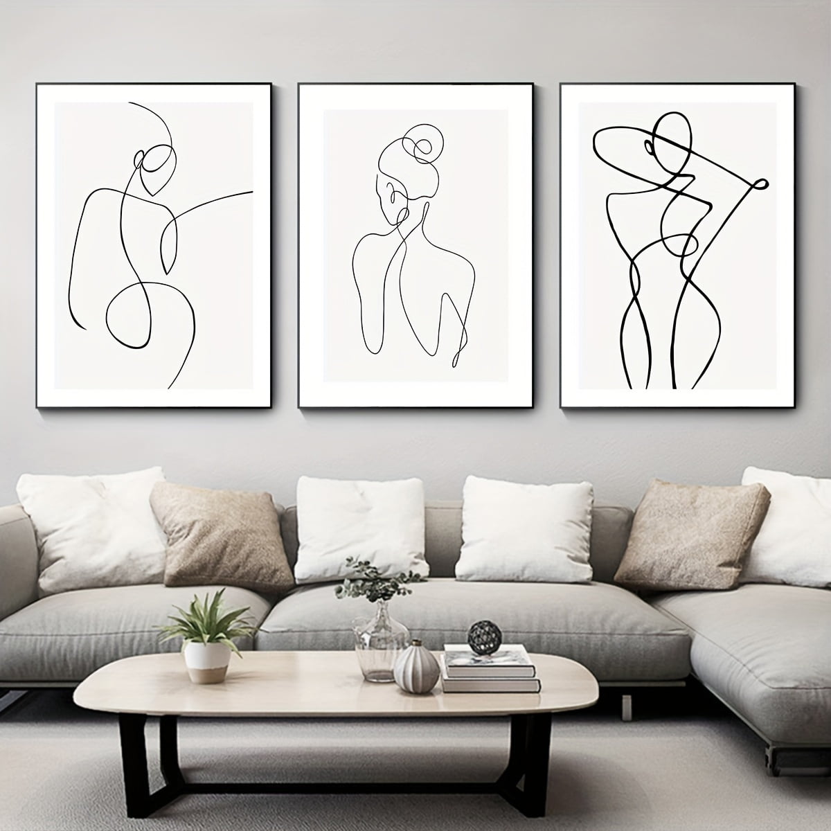3pcs Canvas Modern Art Unframed Poster, Female Line Art Prints, Ideal ...