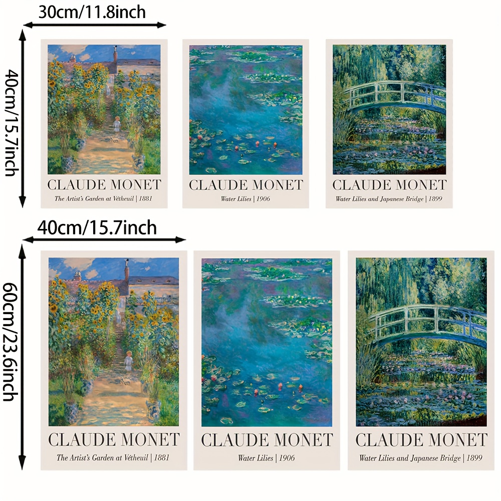 3pcs Canvas Poster, Claude Monet 3 Exhibition Posters Set, Vintage ...