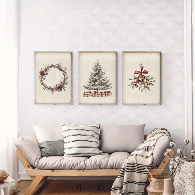 3pcs Canvas Poster Set (Unframed) | Vintage Christmas Gallery Art ...