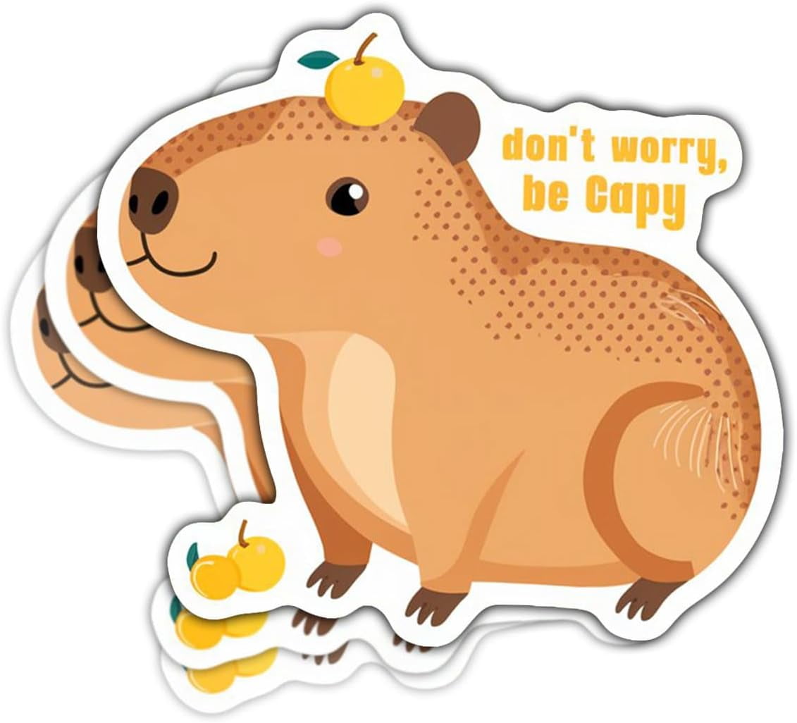 (3pcs) Capybara Cute Sticker, Meme Capy Sticker, Don't Worry Be Capy ...