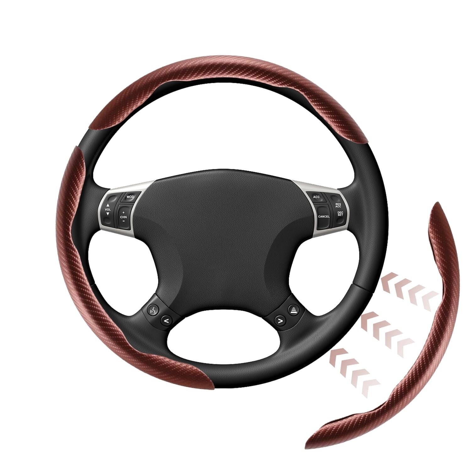 3pcs Car Carbon Fiber Anti-Skid Steering Wheel Cover, Segmented ...